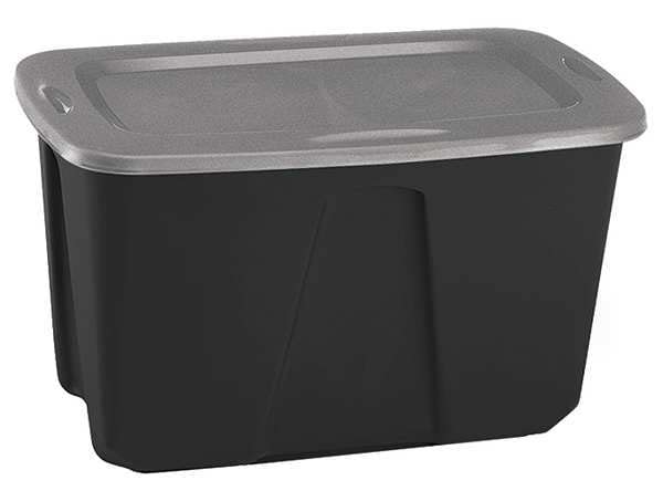 Homz, 6630GRBKTS.06, Storage Tote, 32 Gal, Black/Gray