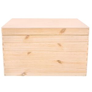 Creative Deco XXL Large Plain Wooden Box Storage with Hinged Lid | 15.8x11.8x9.44 inches (+-0.5) | Handles | Unpainted Gift | Product NOT Intended for 15 Years OR Below