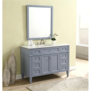 Elegant Kitchen and Bath 48 inch Single Bathroom Vanity Cabinet Set with White Marble Countertop - Grey