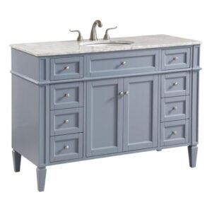 elegant kitchen and bath 48 inch single bathroom vanity cabinet set with white marble countertop - grey