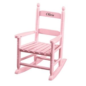 miles kimball wood personalized pink children's rocker - black font