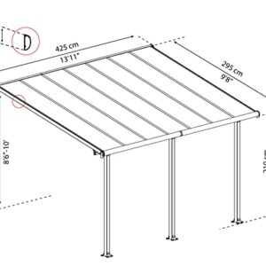 Palram - Canopia Olympia 10 Ft. x 14 Ft. Patio Cover for Outdoors DIY Kit for Deck, Outdoor Furniture, Canopy, Roof to Protect from Sun, Rain, Snow, UV Protected Polycarbonate (Gray & Bronze)