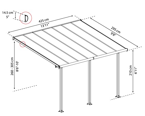 Palram - Canopia Olympia 10 Ft. x 14 Ft. Patio Cover for Outdoors DIY Kit for Deck, Outdoor Furniture, Canopy, Roof to Protect from Sun, Rain, Snow, UV Protected Polycarbonate (Gray & Bronze)