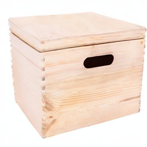 Creative Deco XXL Large Plain Wooden Box Storage with Hinged Lid | 15.8x11.8x9.44 inches (+-0.5) | Handles | Unpainted Gift | Product NOT Intended for 15 Years OR Below