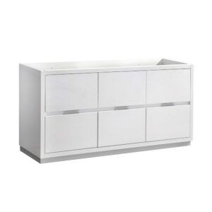 fresca valencia 60" glossy white free standing single sink modern bathroom cabinet - cabinet only (sink not included)