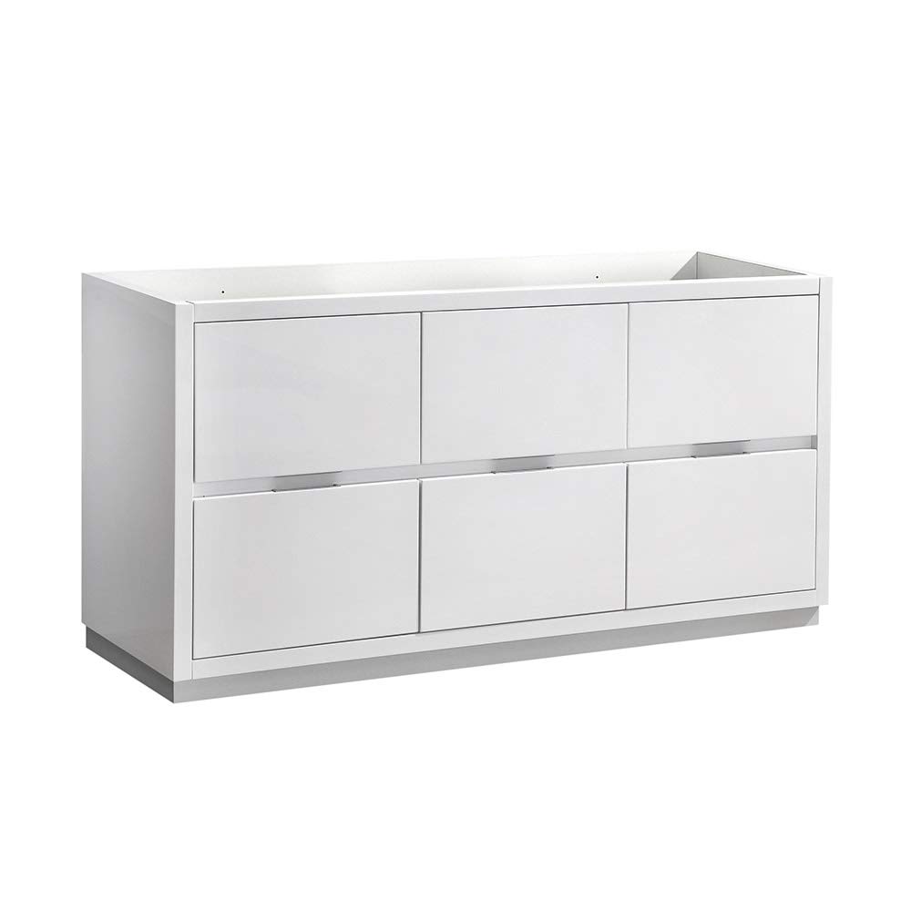 Fresca Valencia 60" Glossy White Free Standing Single Sink Modern Bathroom Cabinet - Cabinet Only (Sink Not Included)