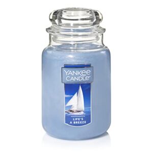 yankee candle life’s a breeze scented, classic 22oz large jar single wick candle, over 110 hours of burn time