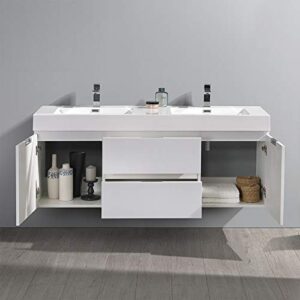 Fresca Valencia 60 Inch Wall Hung Double Sinks Bathroom Vanity in Dark Slate Gray - Faucet Not Included - FCB8360GG-D-I