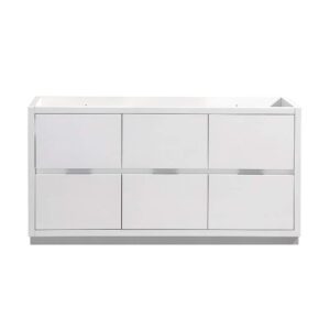 Fresca Valencia 60" Glossy White Free Standing Single Sink Modern Bathroom Cabinet - Cabinet Only (Sink Not Included)