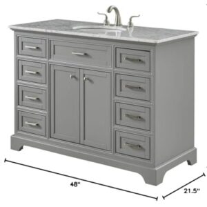 Elegant Kitchen and Bath 48 inch Single Bathroom Vanity Cabinet Set - Light Grey