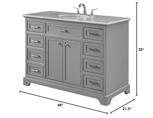 Elegant Kitchen and Bath 48 inch Single Bathroom Vanity Cabinet Set - Light Grey