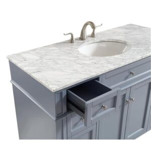 Elegant Kitchen and Bath 48 inch Single Bathroom Vanity Cabinet Set with White Marble Countertop - Grey