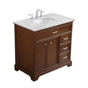 Elegant Kitchen and Bath 36 inch Single Bathroom Vanity Cabinet Set - Teak