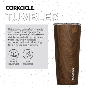 Corkcicle Classic Triple Insulated Coffee Mug with Lid, Walnut Wood, 24 oz – Stainless Steel Travel Tumbler Keeps Beverages Cold 9+hrs, Hot 3hrs