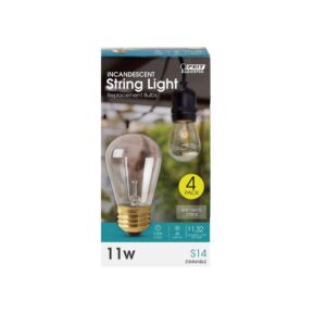 Feit Electric 11Watt S14 2700K 40 Lumen Incandescent String Light Replacement Bulb- 4 Pack