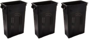 united solutions ti0032 highboy waste container in black, 33 gallon, slim fit wastebasket (3-wastebaskets)