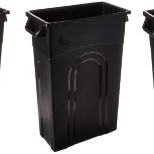 United Solutions TI0032 Highboy Waste Container In Black, 33 Gallon, Slim Fit Wastebasket (3-Wastebaskets)