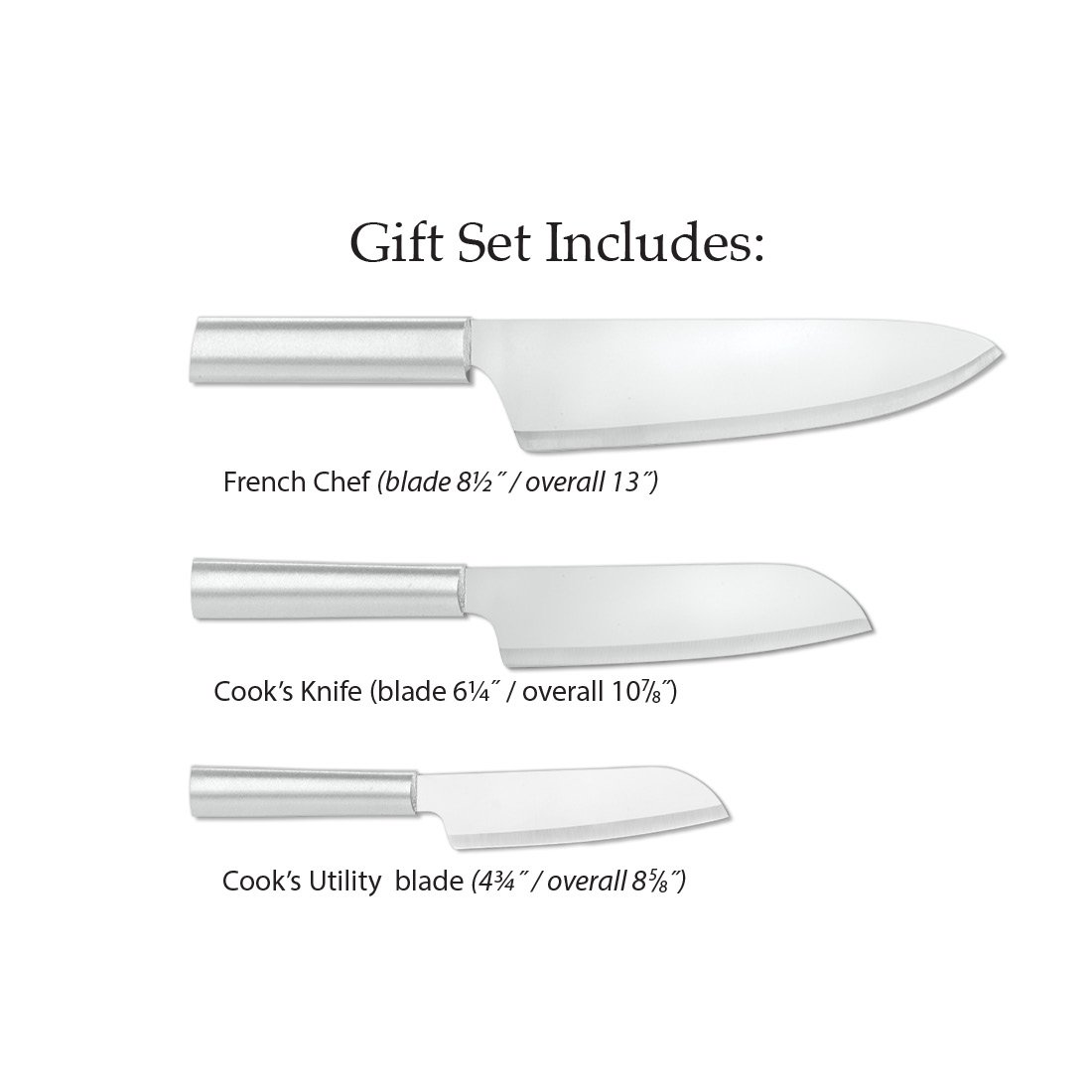 Rada Cutlery Chef Select 3-Piece Large Knife Set – Stainless Steel Culinary Knives With Aluminum Handles