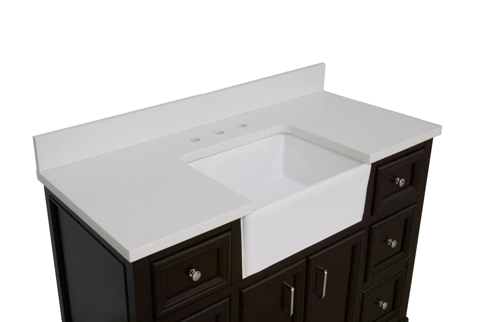 Kitchen Bath Collection Zelda 48-inch Farmhouse Vanity (Quartz/White): Includes White Cabinet with Stunning Quartz Countertop and White Ceramic Farmhouse Apron Sink