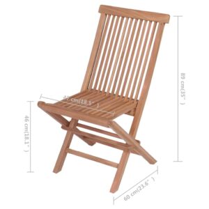 vidaXL - Patio Folding Chairs 4 Pcs/Camping/Garden/Lawn Seating/Table Set - Solid Wood Teak - 18.5"x23.6"x35" - Foldable Design for Home/Office/Café Use