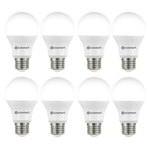 (8-pack) ecosmart led dimmable 100-watt daylight light bulb, a19, 1680-lumen, 5000k, e26 base