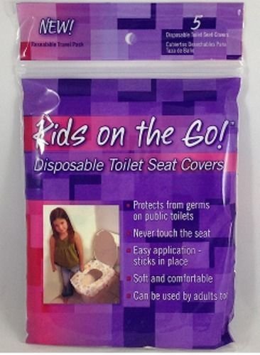 Kids On The Go Disposable Toilet Seat Covers with Exciting Prints Kitchen Supplies, One Size, Multi-colored