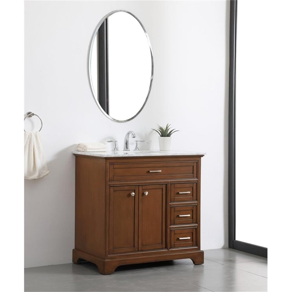 Elegant Kitchen and Bath 36 inch Single Bathroom Vanity Cabinet Set - Teak