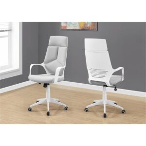 Monarch Specialties I 7270 Office Chair, Adjustable Height, Swivel, Ergonomic, Armrests, Computer Desk, Work, Metal, Fabric, White, Grey, Contemporary, Modern