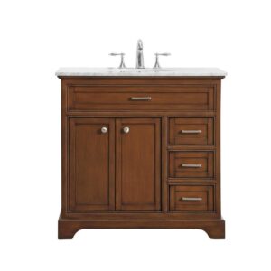 Elegant Kitchen and Bath 36 inch Single Bathroom Vanity Cabinet Set - Teak