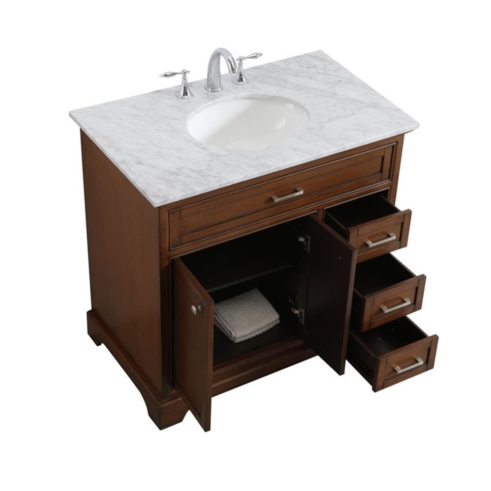 Elegant Kitchen and Bath 36 inch Single Bathroom Vanity Cabinet Set - Teak