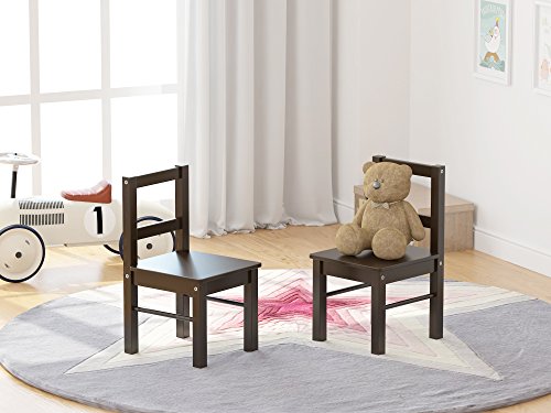 UTEX Child's Wooden Chair Pair for Play or Activity, Set of 2, Espresso …