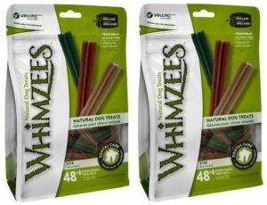 whimzees (2 pack natural grain free dental dog treats stix, x-small, 56 ct. per pack