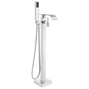 senlesen stainless steel bathroom free standing tub filler faucet brushed nickel freestanding bathtub faucets with handheld shower mixer taps