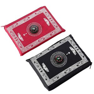 anlising 2 pieces portable travel prayer mat with compass, waterproof polyester prayer rug, muslim travel prayer mat, for ramadan gifts (60cm×100cm)