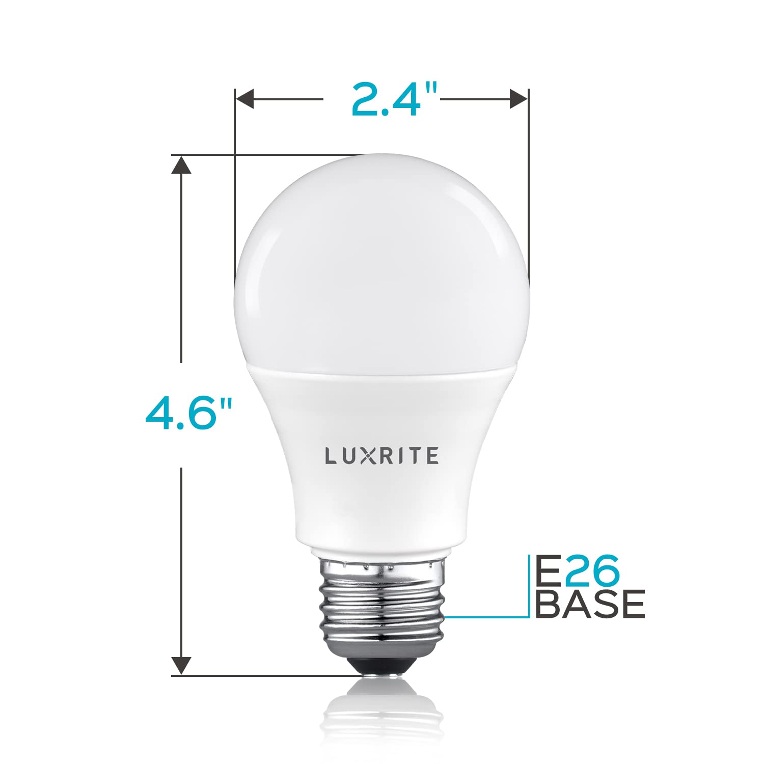 Luxrite A19 LED Light Bulb 100W Equivalent, 4000K Cool White Non-Dimmable, 1600 Lumens, Standard LED Bulb 15W, E26 Medium Base, UL Listed, Perfect for Table Lamps and Home Lighting (6 Pack)