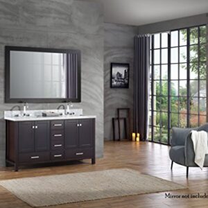 ARIEL Cambridge A061DCWRVOESP 61" Inch Double Sink Bathroom Vanity Cabinet in Espresso with Carrara White Marble Countertop Rectangular Sinks