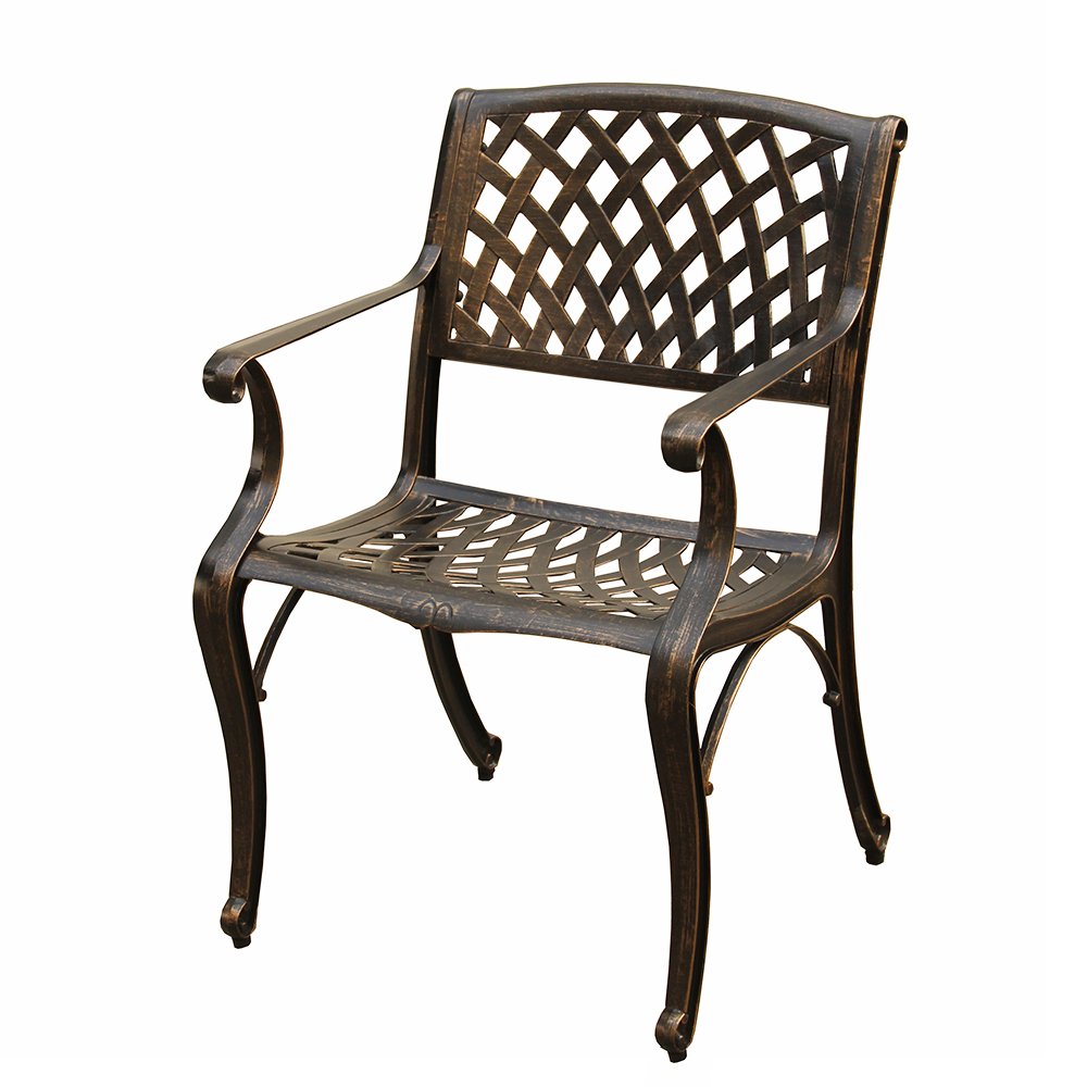 Oakland Living Modern Outdoor Mesh Cast Aluminum Bronze Patio Dining Chair