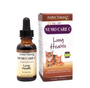 amber naturalz numo care c lung health herbal supplement for cats | feline herbal supplement for bronchial support and respiratory lung health | 1 fluid ounce glass bottle | manufactured in the usa