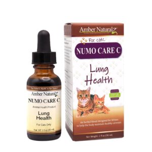 Amber NaturalZ Numo Care C Lung Health Herbal Supplement for Cats | Feline Herbal Supplement for Bronchial Support and Respiratory Lung Health | 1 Fluid Ounce Glass Bottle | Manufactured in The USA