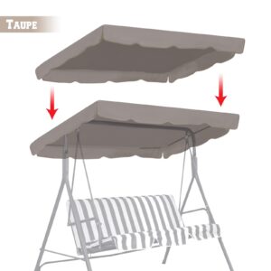 benefitusa canopy only outdoor patio swing canopy replacement porch top cover for seat furniture (65"x45", taupe)