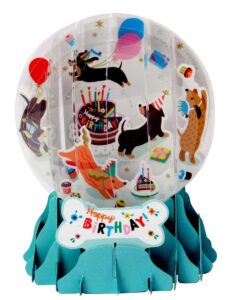 3d pop up snow globe greeting card - birthday dogs - #up-wp-eg-060