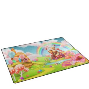 ALAZA My Daily Sweet Candy Land Cartoon Area Rug 20" x 31", Door Mat for Living Room Bedroom Kitchen Bathroom Decorative Lightweight Foam Printed Rug