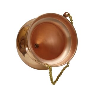 Pure Copper Shirodhara Pot Ayurvedic Equipment with Control Valve and Brass Chain for Panchkarma Abhyanga Sodhana Ayurveda Massage Basti Nasya (Extra Large Shirodhara)