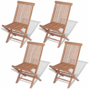 vidaxl - patio folding chairs 4 pcs/camping/garden/lawn seating/table set - solid wood teak - 18.5"x23.6"x35" - foldable design for home/office/café use