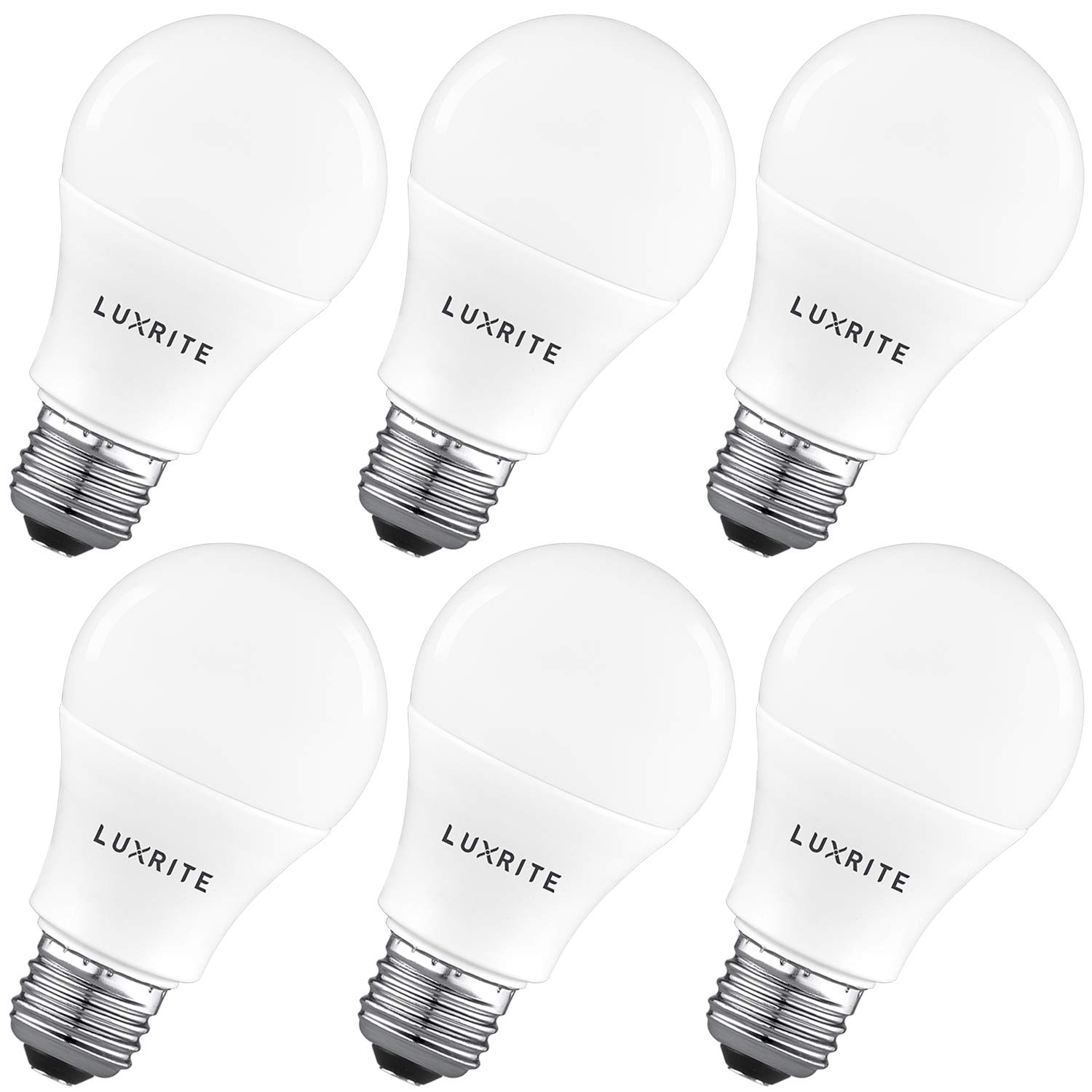 Luxrite A19 LED Light Bulb 100W Equivalent, 4000K Cool White Non-Dimmable, 1600 Lumens, Standard LED Bulb 15W, E26 Medium Base, UL Listed, Perfect for Table Lamps and Home Lighting (6 Pack)