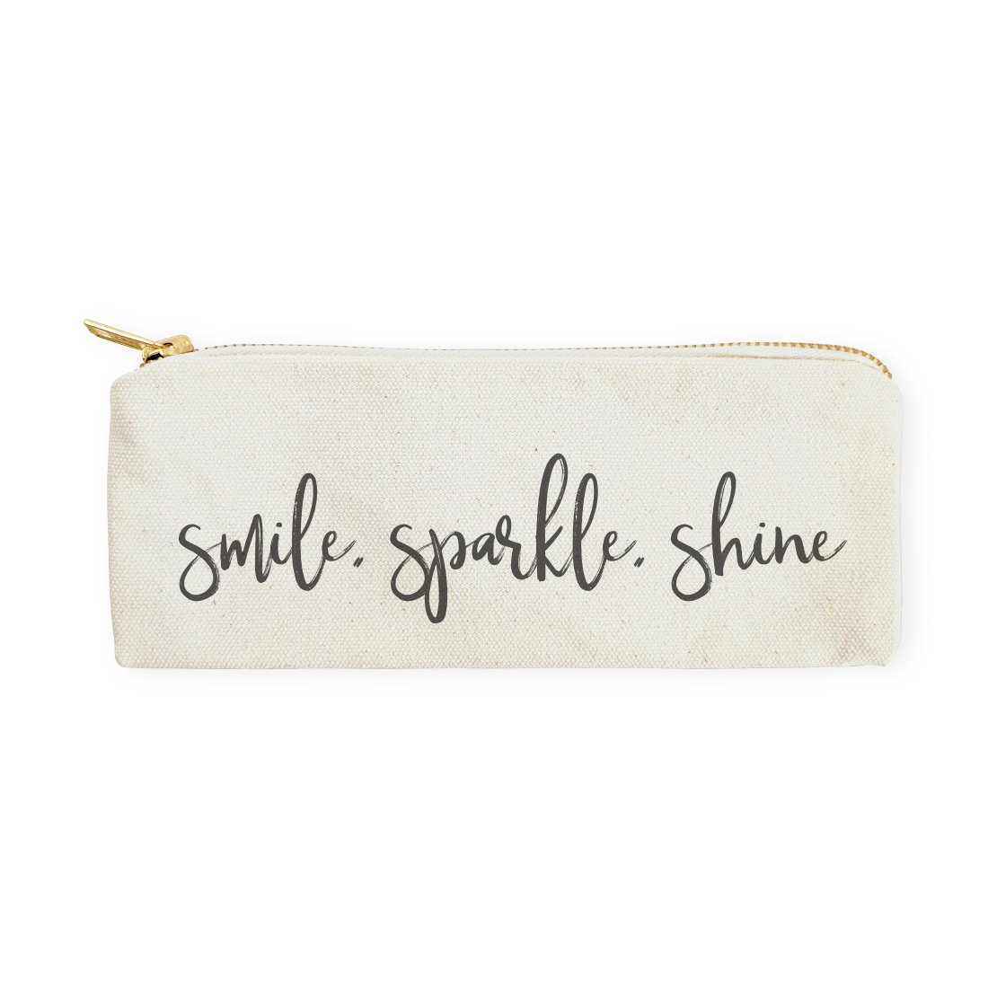 The Cotton & Canvas Co. Smile, Sparkle, Shine Small Cosmetic Case and Travel Pouch for Office and On the Go