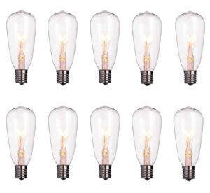 goothy st40 edison replacement bulbs, 7 watt e17 intermediate screw base clear edison light bulbs st40 replacement bulbs for outdoor string lights, c9 incandescent light bulbs, warm white-10 pack