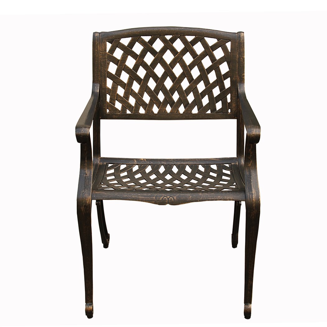 Oakland Living Modern Outdoor Mesh Cast Aluminum Bronze Patio Dining Chair