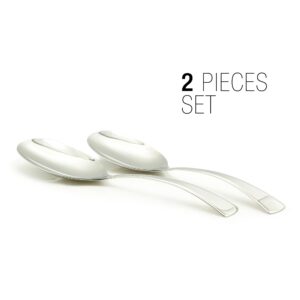 Large Buffet Serving Spoons - MIJIG Set of 2 Custom Designed Mirror-Polished Stainless-Steel Utensil Set for Homes, Hotels & Party Planners – Dinner Flatware Set with Exquisite Packaging