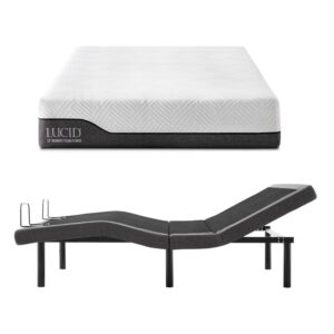 lucid l300 adjustable bed base with lucid 10 inch memory foam hybrid mattress - split king